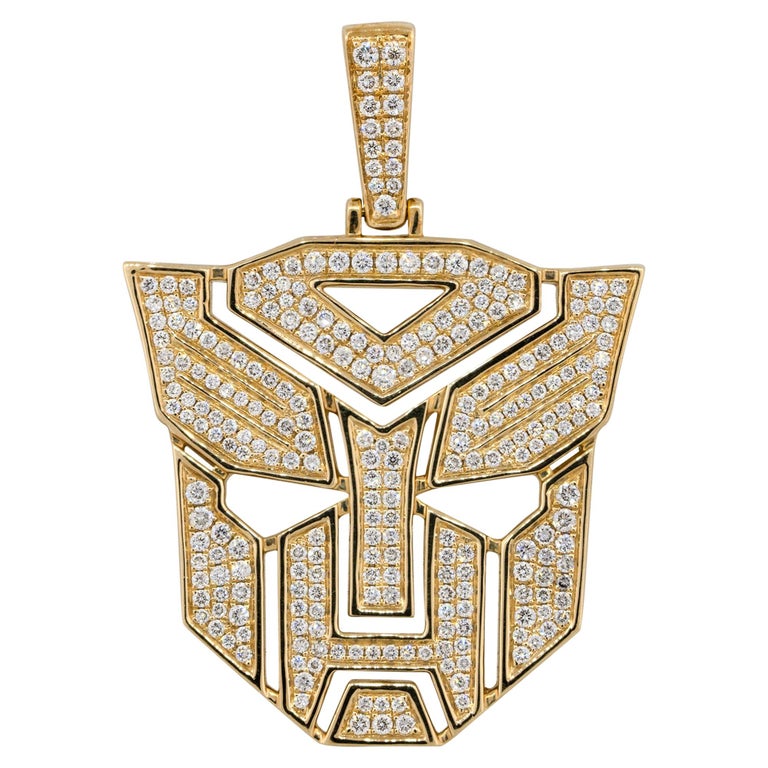 1.38 Carat Diamond Pave Autobots Symbol Pendant 14 Karat in Stock For ...