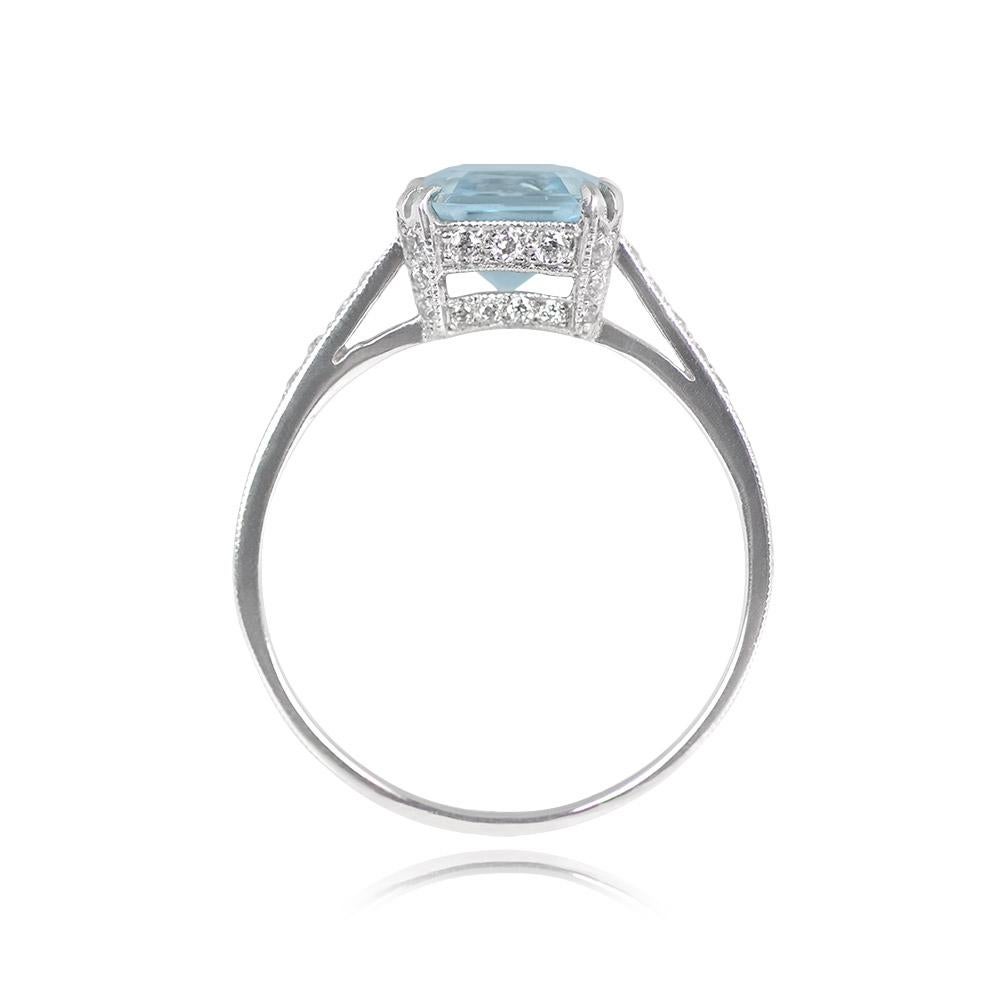 1.39ct Asscher Cut Aquamarine Engagement Ring, Platinum For Sale at 1stDibs