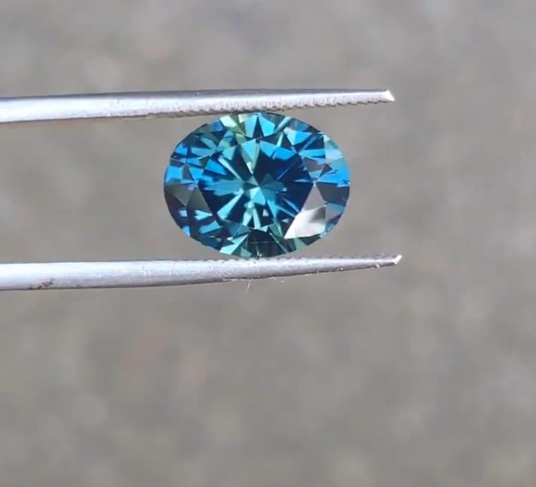 1.3ct Natural UNHEATED Oval Teal Blue Sapphire Gemstone - Loupe Clean ...