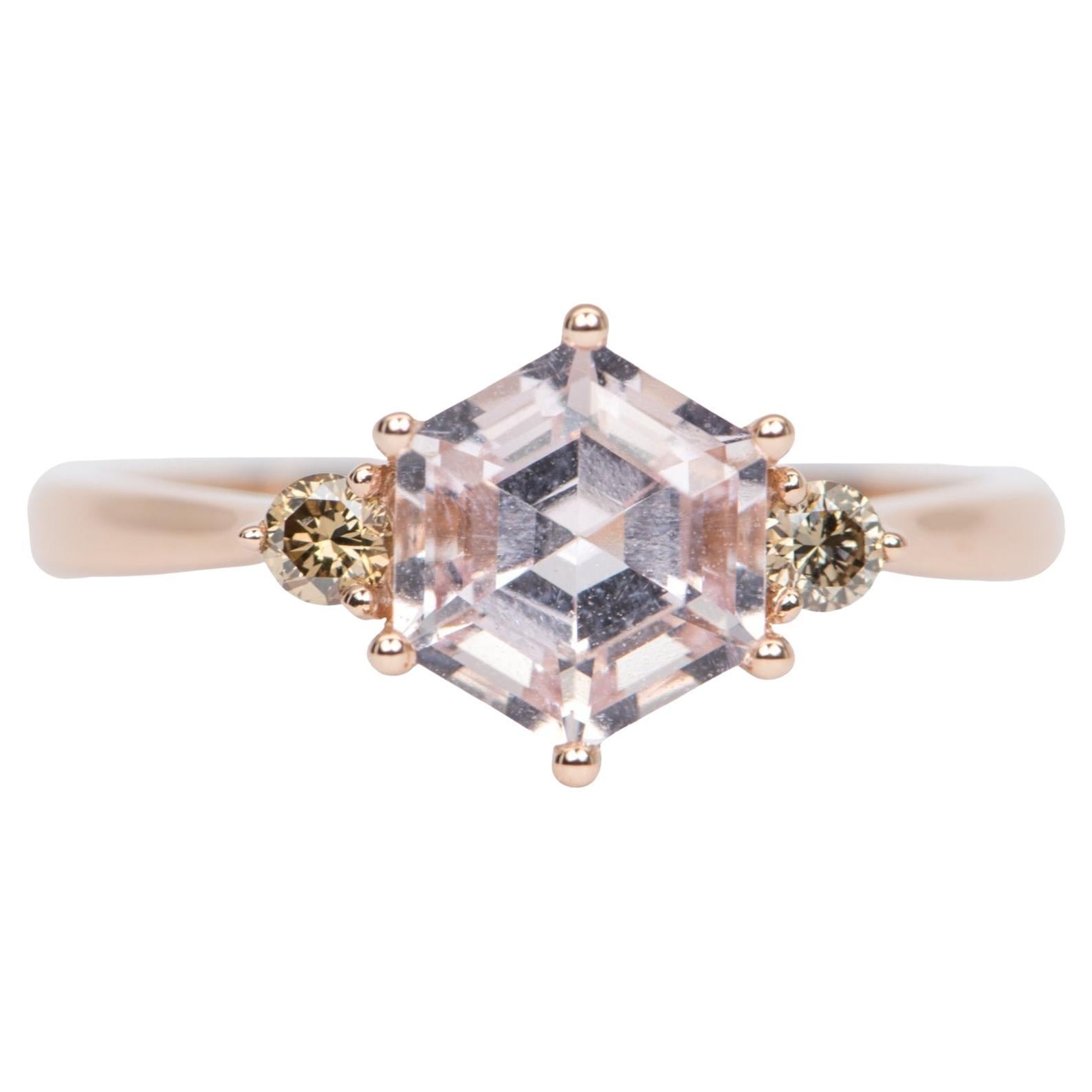 Hexagonal Diamond Engagement Ring at 1stDibs | hexagonal diamond ring ...