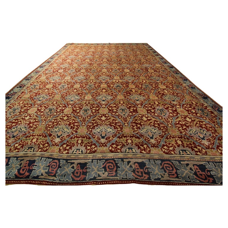Oversized Antique Donegal Rug Arts and Crafts Rug European Art Nouveau ...