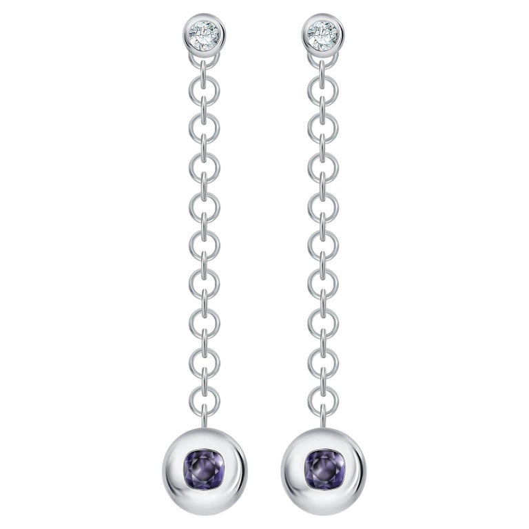 1, 4 Carat Spinel Diamond 18 Karat White Gold Earrings "Motion ...