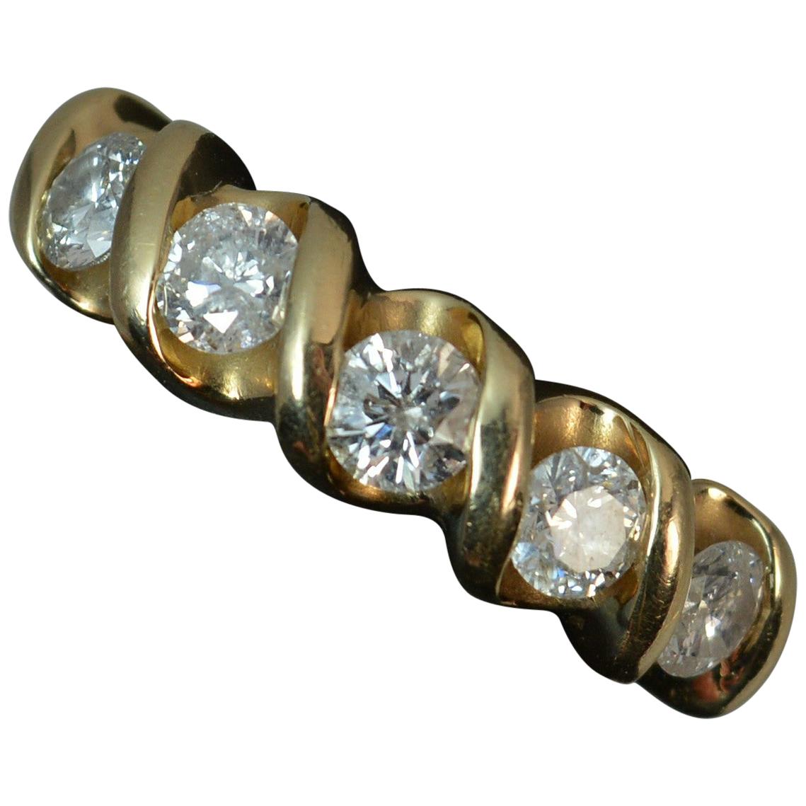Beautiful 1.75 Carat Diamond Five-Stone Platinum Bezel Set Stack Ring ...