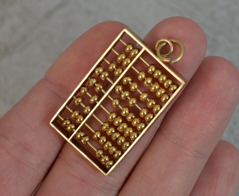14 Carat Yellow Gold Articulated Abacus Pendant For Sale at 1stDibs