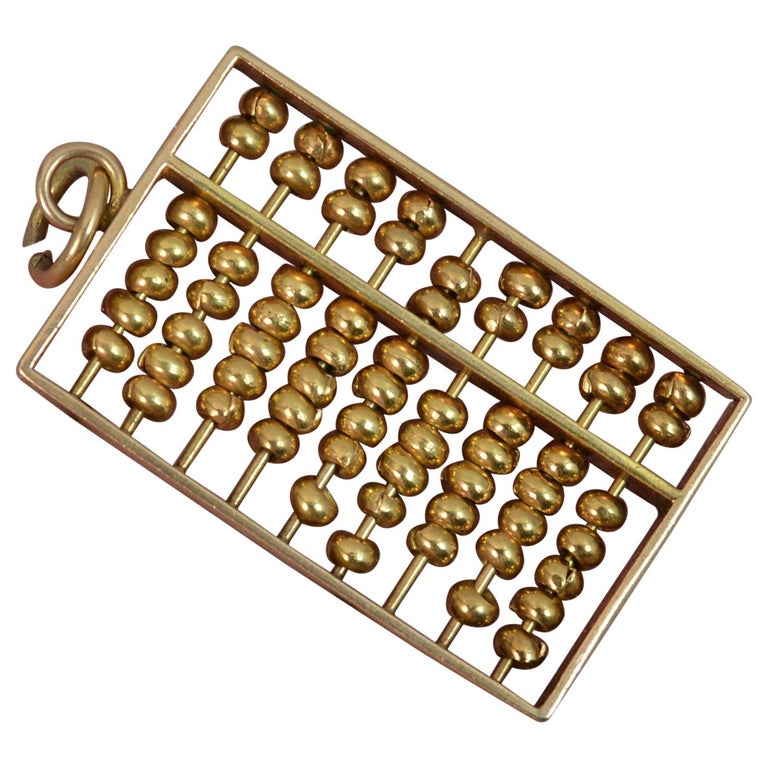 14 Carat Yellow Gold Articulated Abacus Pendant For Sale at 1stDibs