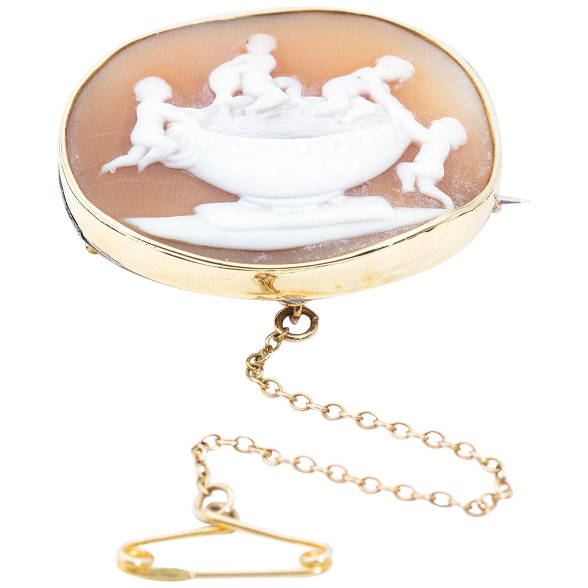 Antique Victorian Front Face God Pan Shell Cameo Brooch For Sale at 1stDibs