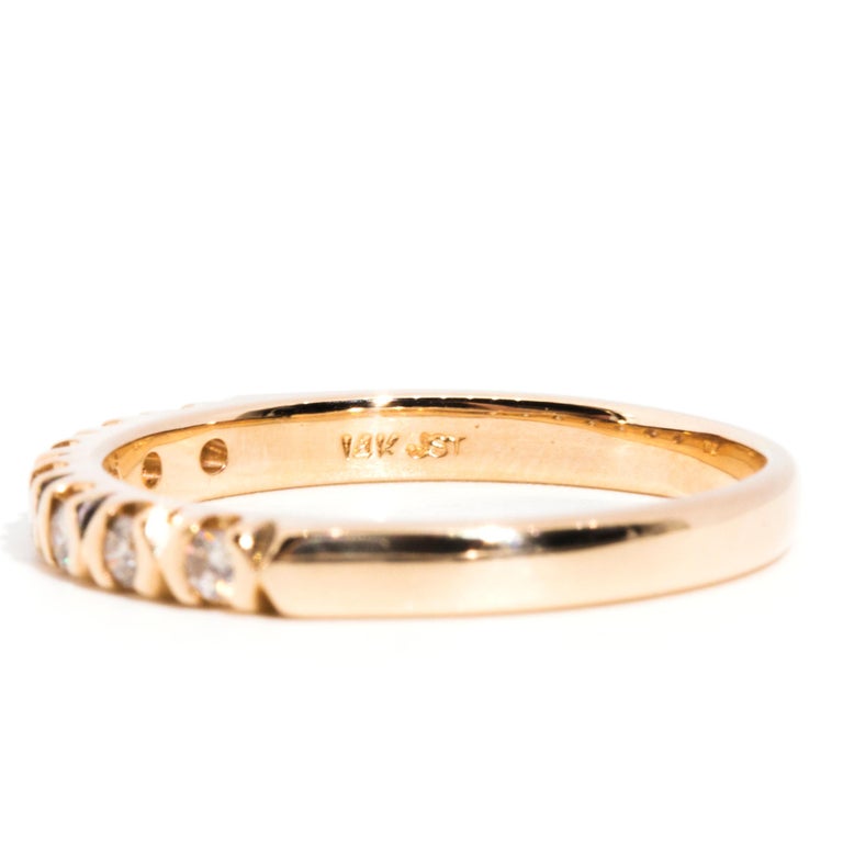 14 Carat Yellow Gold Partial Rub Over Diamond Vintage Eternity Band ...