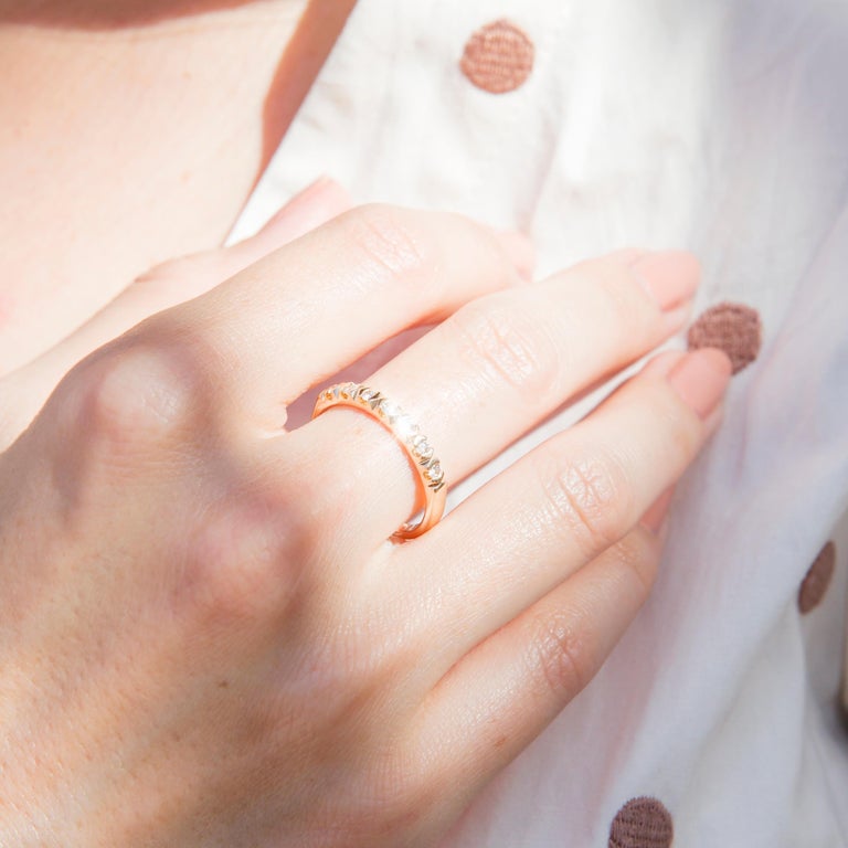 14 Carat Yellow Gold Partial Rub Over Diamond Vintage Eternity Band ...