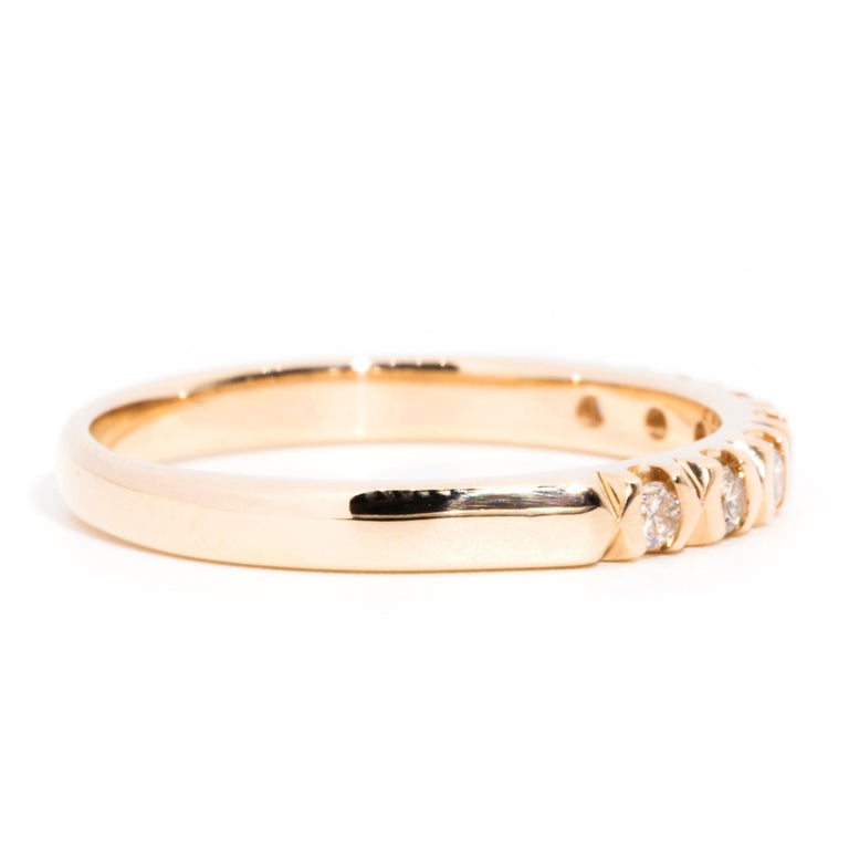 14 Carat Yellow Gold Partial Rub Over Diamond Vintage Eternity Band ...