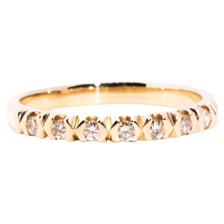 14 Carat Yellow Gold Partial Rub Over Diamond Vintage Eternity Band ...