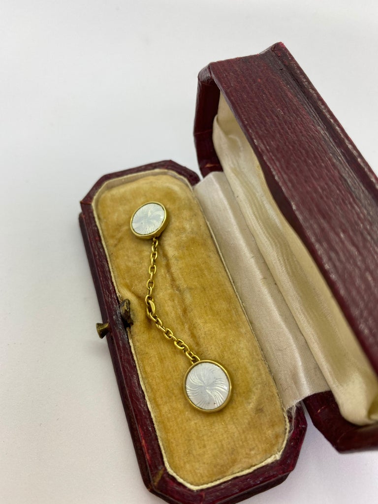 14 Carat Yellow Gold Russia Enamelling Shirt Buttons For Sale at 1stDibs