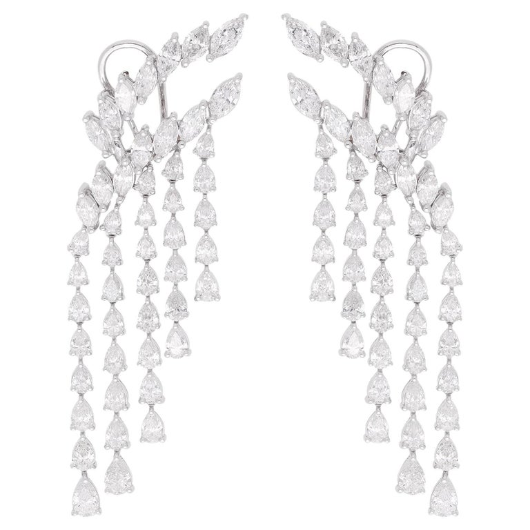14 Ct. SI Clarity HI Pear and Marquise Diamond Jacket Earrings 18 Karat ...
