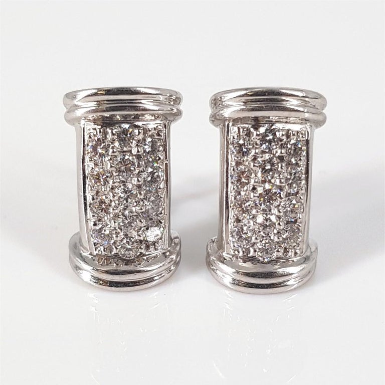 14 Ct White Gold Diamond Half Hoops For Sale at 1stDibs