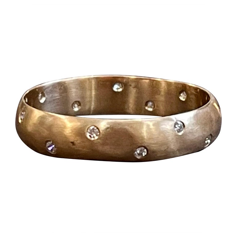 14 Flush Set Bezel Diamond Eternity Wedding Band in 14 Karat Yellow ...