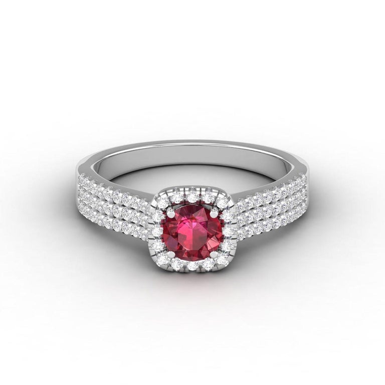 14 K Gold Pink Ruby Ring / Diamond Solitaire Ring / Ring for Her For ...