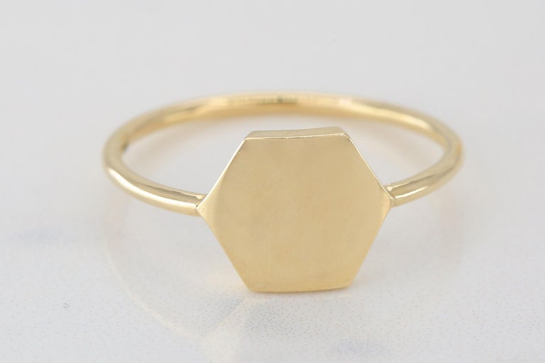 Customizable 14 K Gold Hexagon Ring, Beehive Ring , Hive Ring, Bee ...