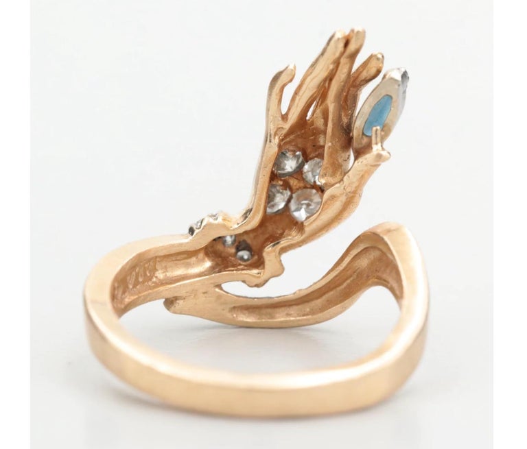 14 K Gold Lady Hand .32 ctw. Diamonds Jeweled Cocktail Ring For Sale at ...