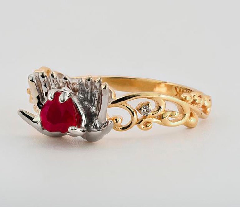 Customizable Heart ruby ring in 14 karat gold. July birthstone ruby ...