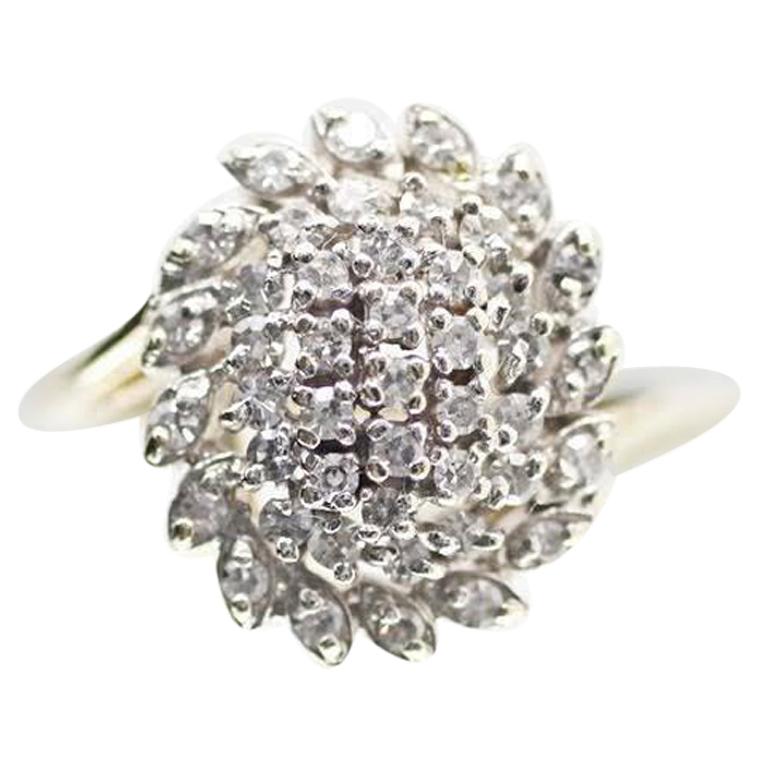 14 Karat 2-Tone Diamond Cluster Ring For Sale (Free Shipping) at 1stDibs