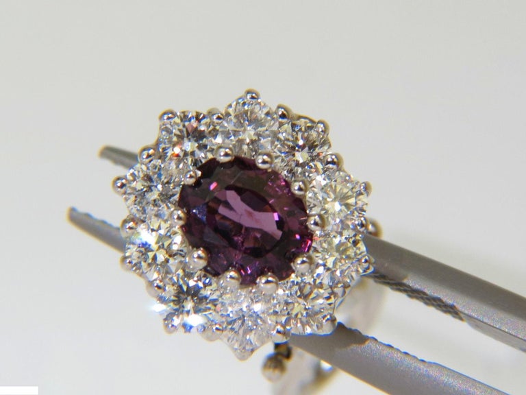 14 Karat 3.36 Carat Natural Purple Spinel Diamond Cluster Earrings and ...
