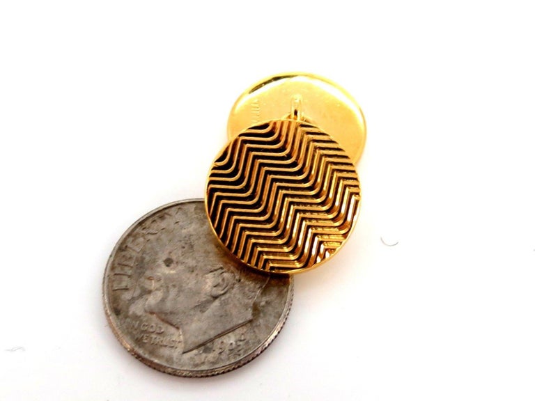 14 Karat 3D Circular Double Textured Gold Cufflinks Tread Lines For ...
