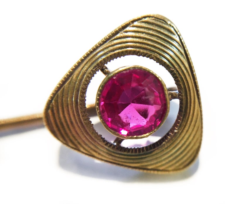 14 Karat Antique Ruby Hat Pin For Sale at 1stDibs