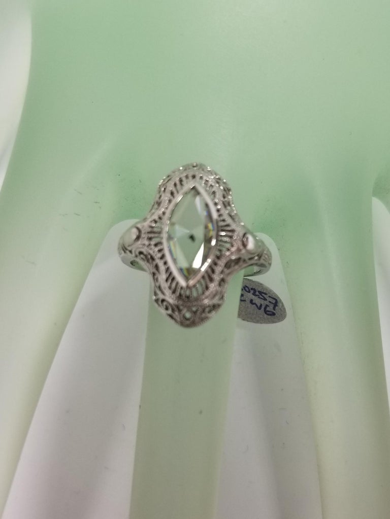 14 Karat "Art Deco" Marquise Rose Cut Diamond Filigree Ring For Sale at ...