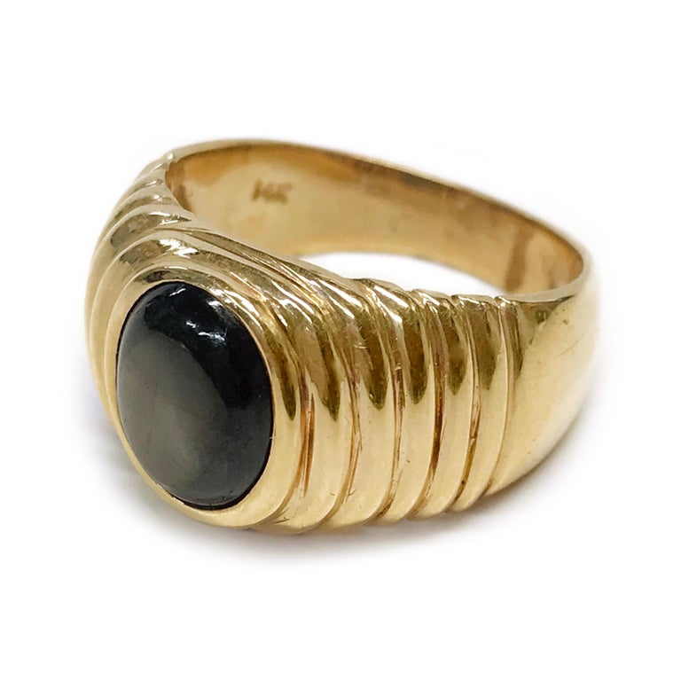 14 Karat Black Star Sapphire Ring For Sale at 1stDibs | black star ring ...
