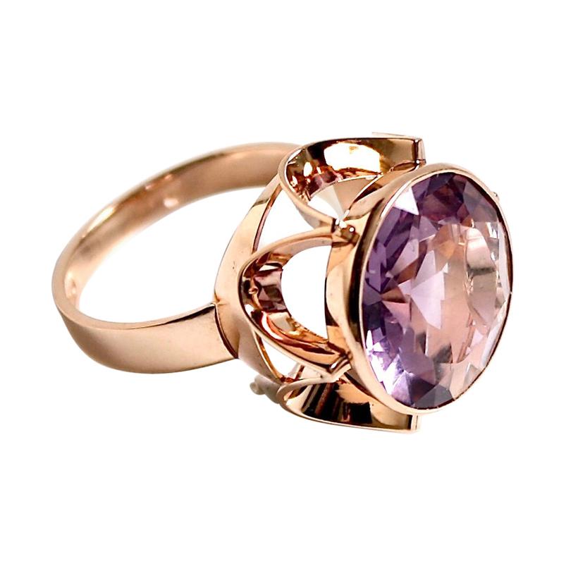 14 Karat Gold Ring Marked JF Ornamented with Amethyst Stone For Sale at ...