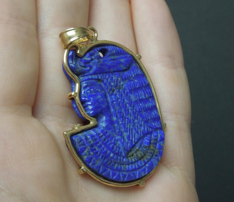14 Karat Carved Lapis Cleopatra Amulet For Sale at 1stDibs | lapis ...