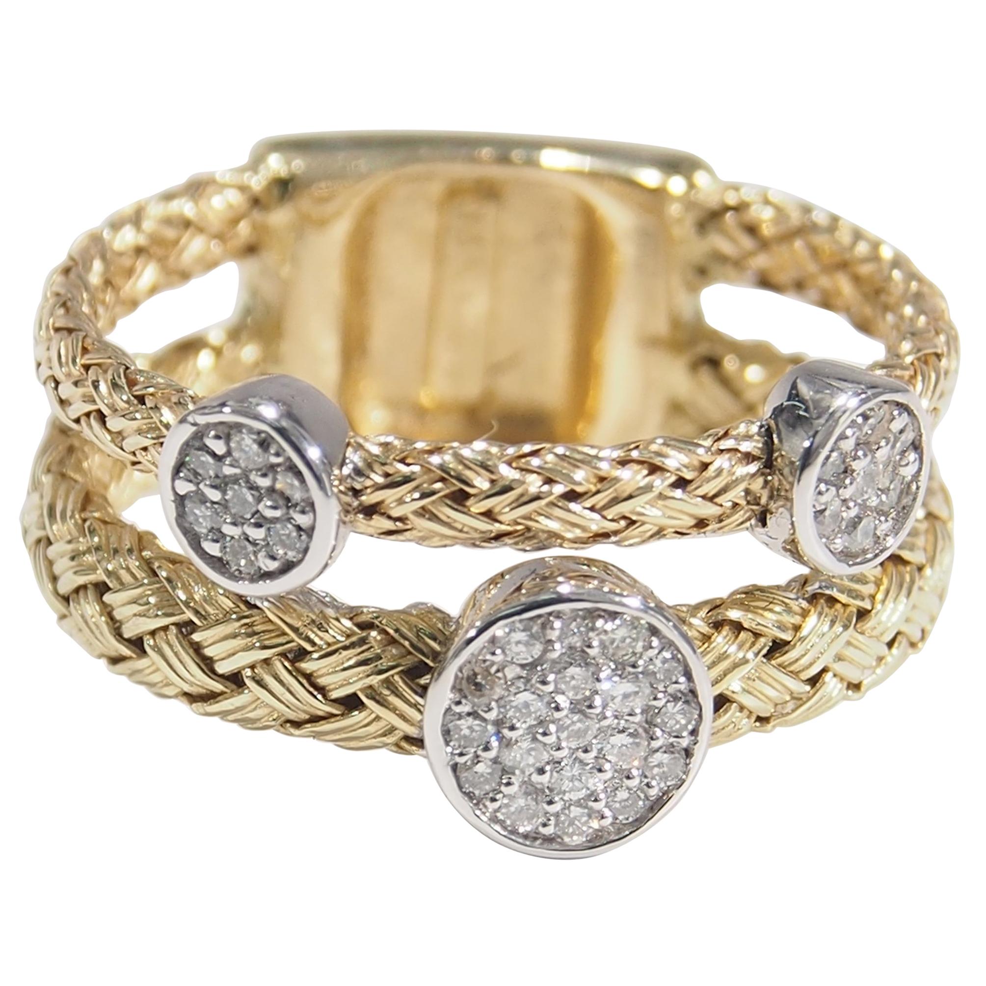 Diamond Gold Double Shank Right Hand Ring For Sale at 1stDibs