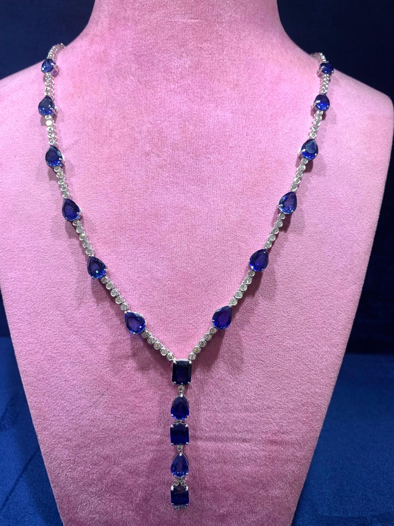 14 Karat Diamond Color Stone Long Chain For Sale at 1stDibs
