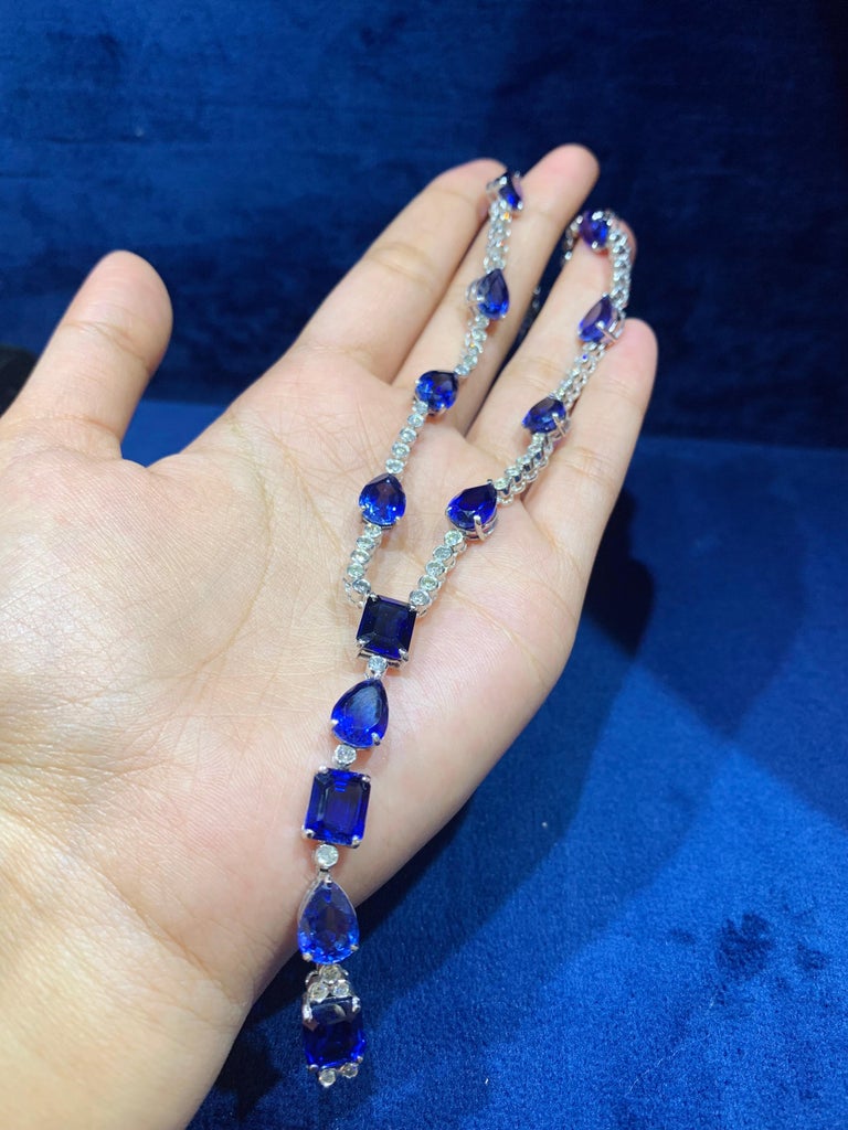 14 Karat Diamond Color Stone Long Chain For Sale at 1stDibs