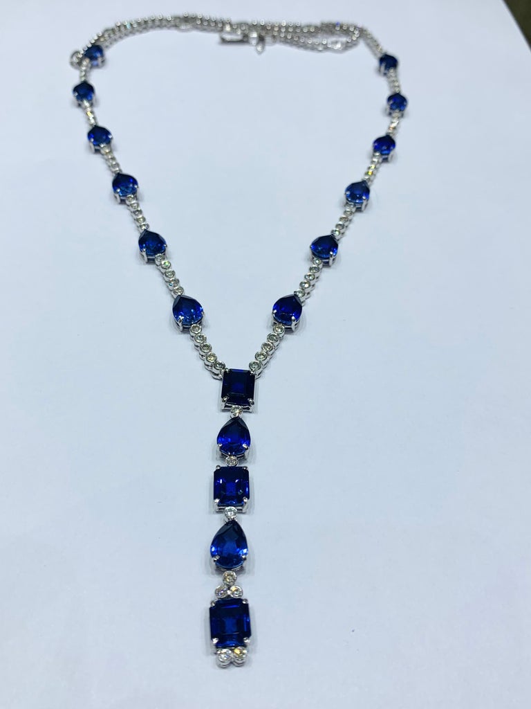 14 Karat Diamond Color Stone Long Chain For Sale at 1stDibs