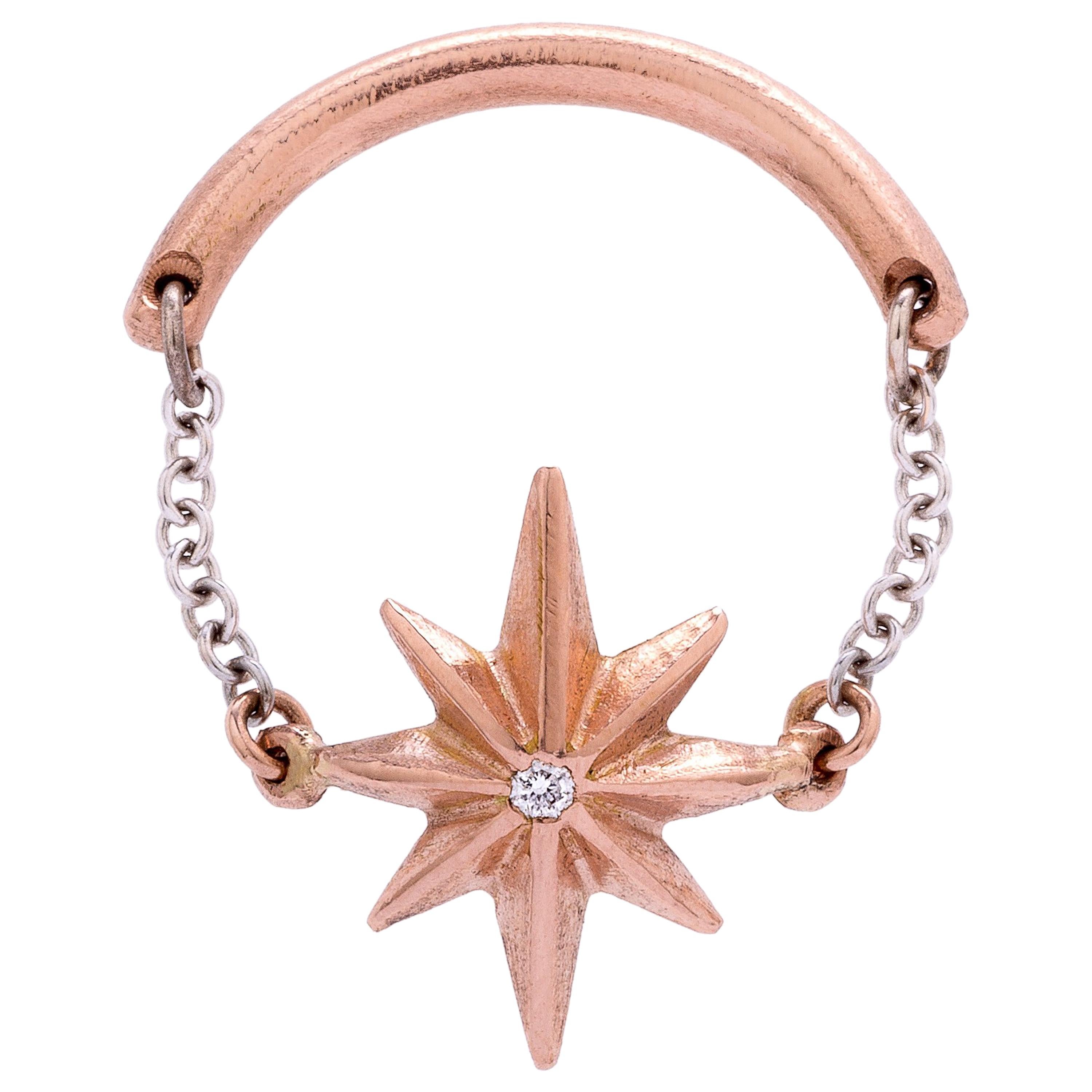 Customizable Diamond Star Ring, 14 Karat Yellow Gold Oval Medallion ...