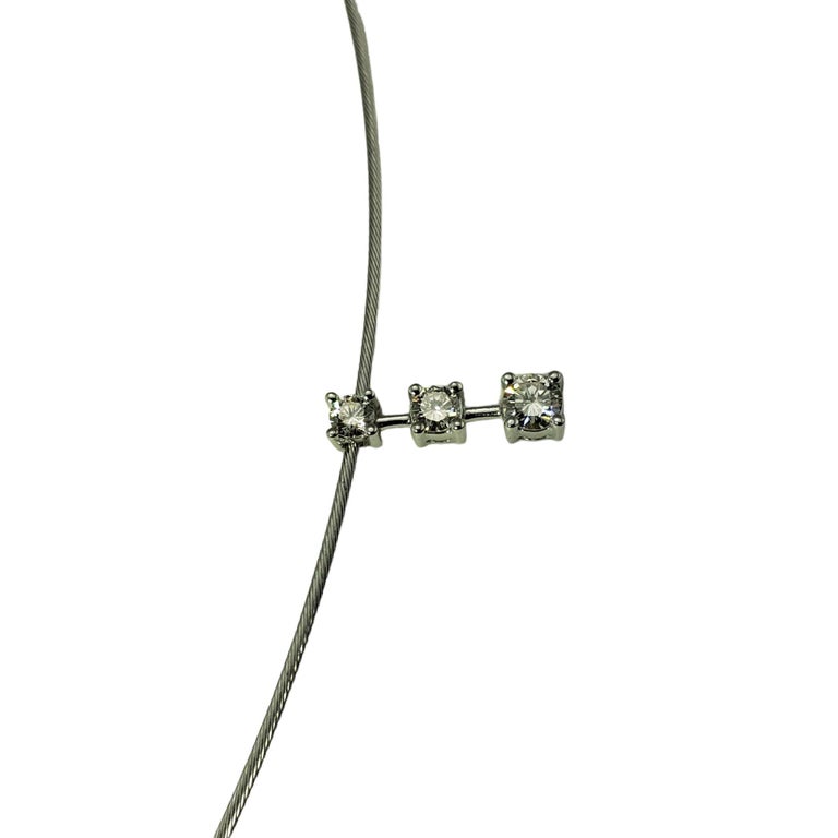 14 Karat Diamond Pendant Cable Wire Necklace For Sale at 1stDibs