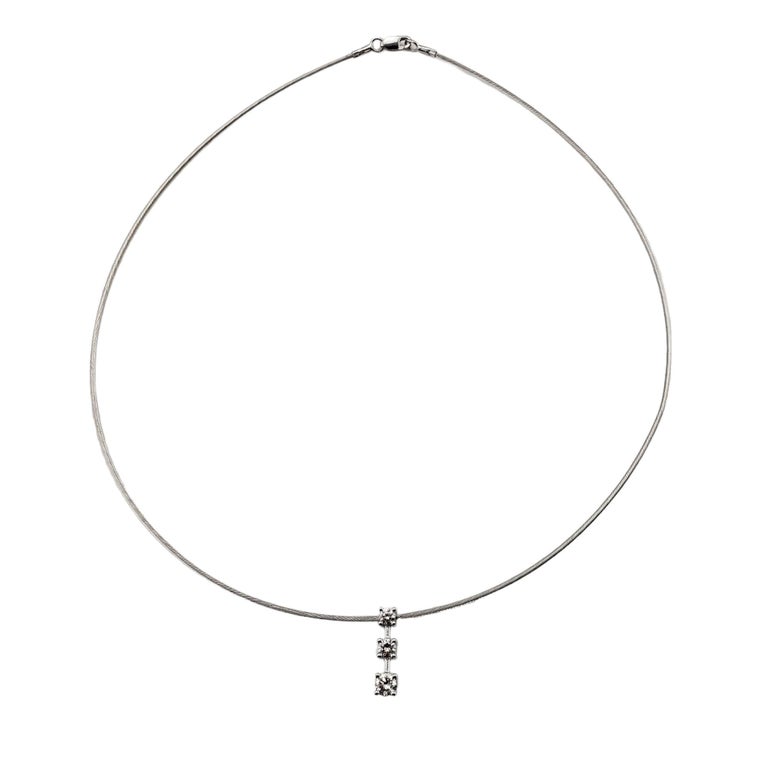 14 Karat Diamond Pendant Cable Wire Necklace For Sale at 1stDibs