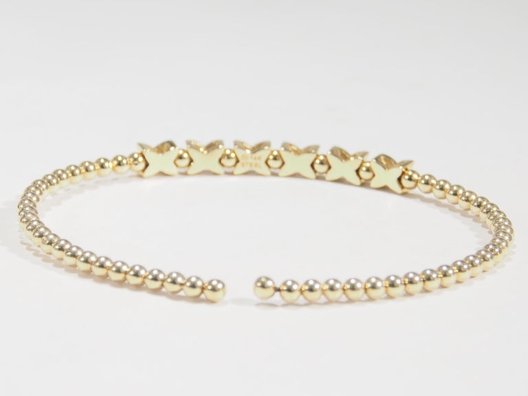 14 Karat Flexible Diamond Bangle Star Cluster Yellow Gold 0.10 Carat at ...