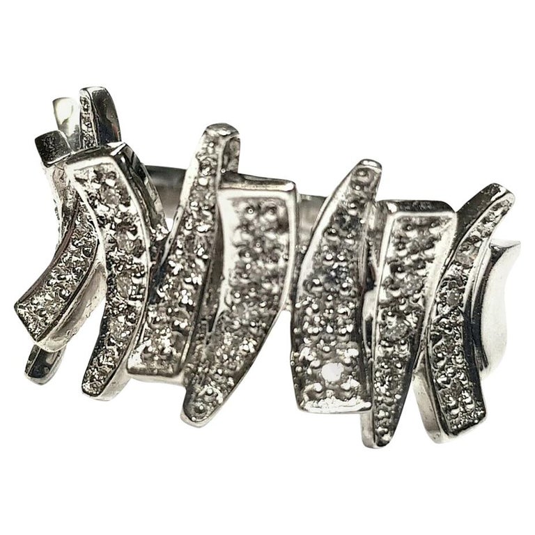 14 Karat Freeform Diamond Ring For Sale at 1stDibs