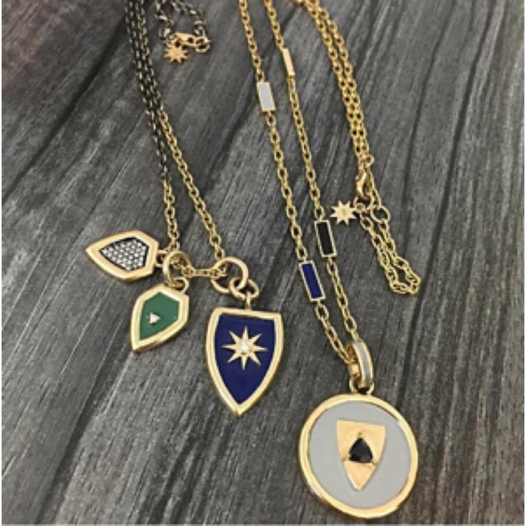 14 Karat Gold and Enamel Shield Fob with Sapphire Trillion For Sale at ...