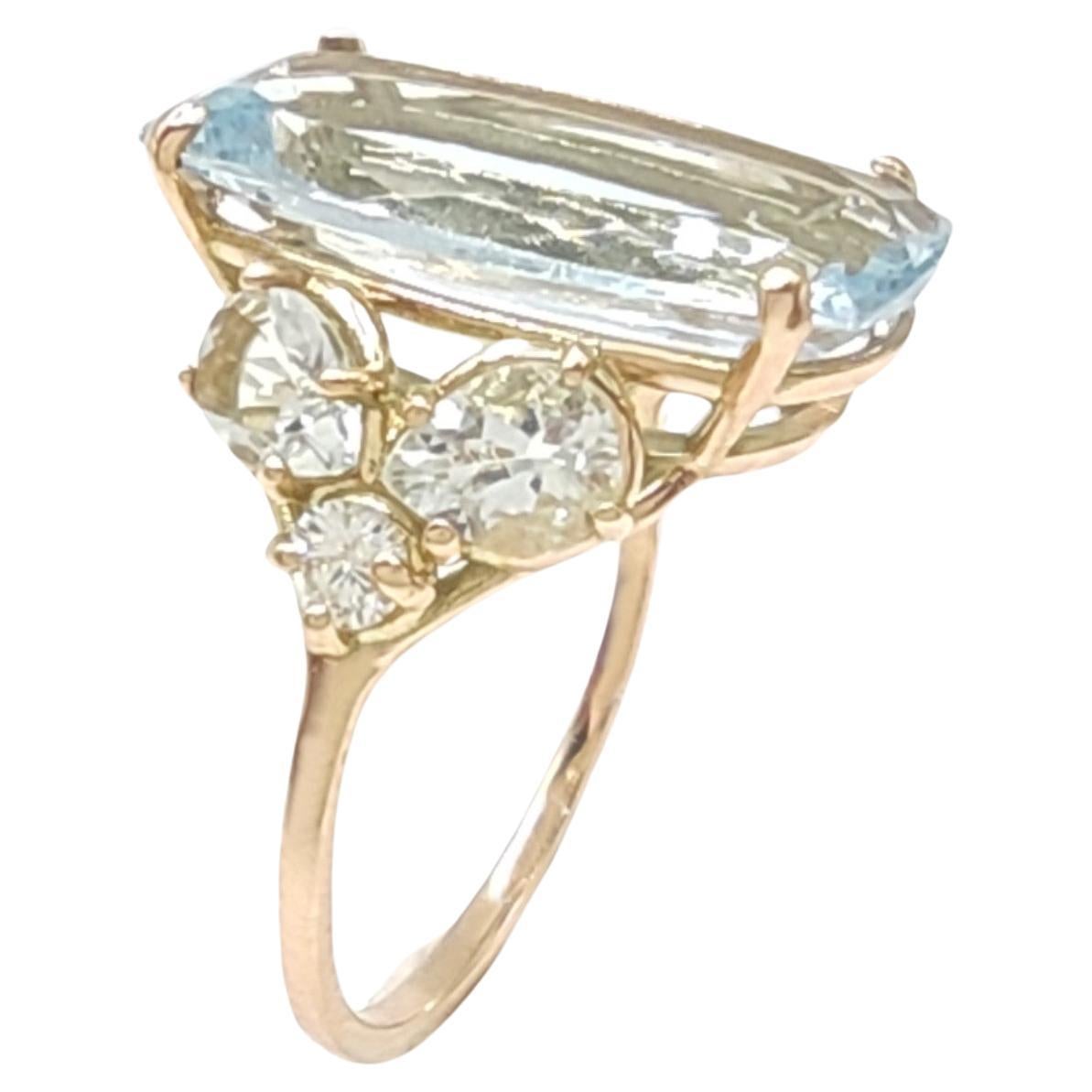 14 karat Gold Aquamarin Ring Diamonds, for weddings, engagements ...