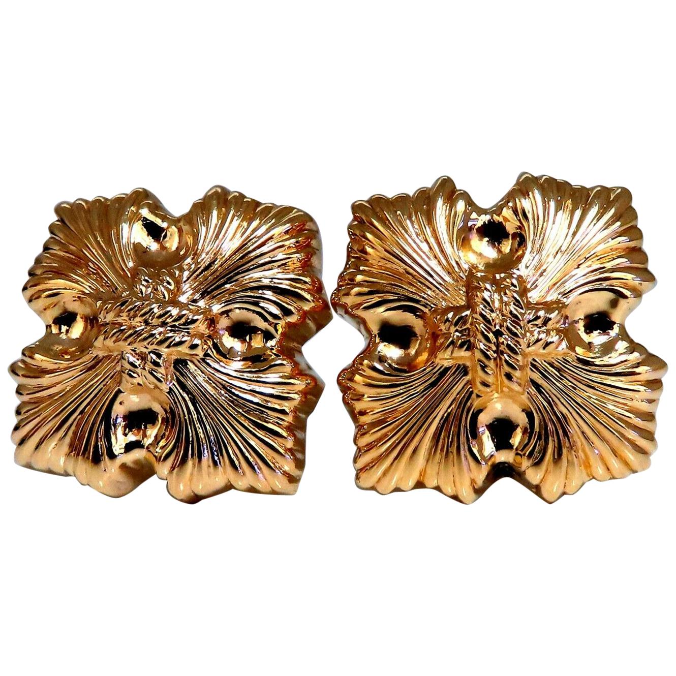 14 Karat Gold Raised X Clip Earrings Elongated For Sale at 1stDibs | 14 ...