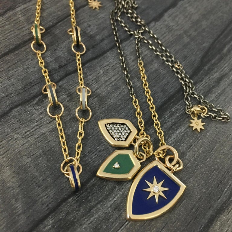 14 Karat Gold Chain with Colored Enamel Links For Sale at 1stDibs
