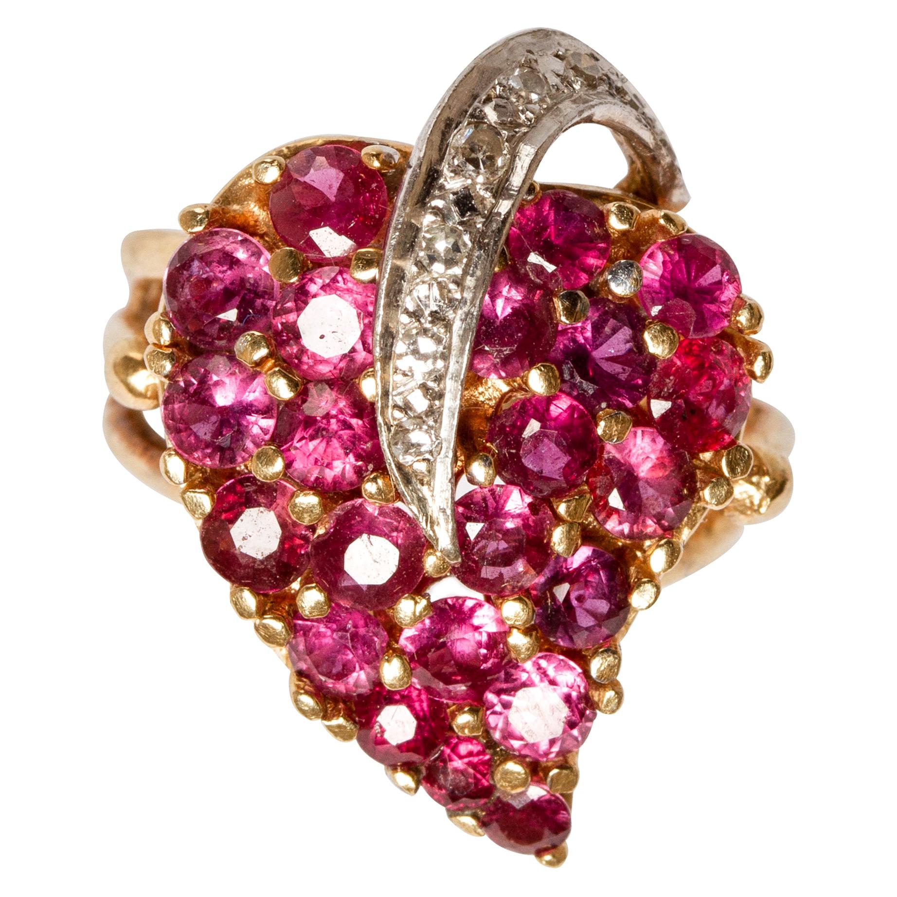 14 Karat Gold Contemporary Style Diamond and Ruby Ring at 1stDibs