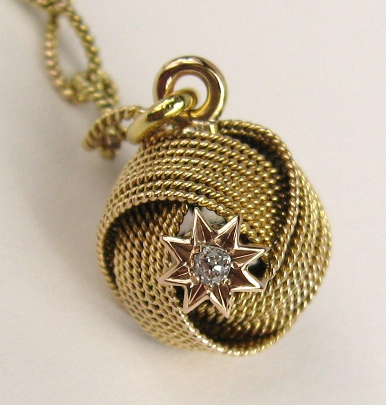 14 Karat Gold Diamond Pocket Watch Chain Fob Pendant For Sale at 1stDibs