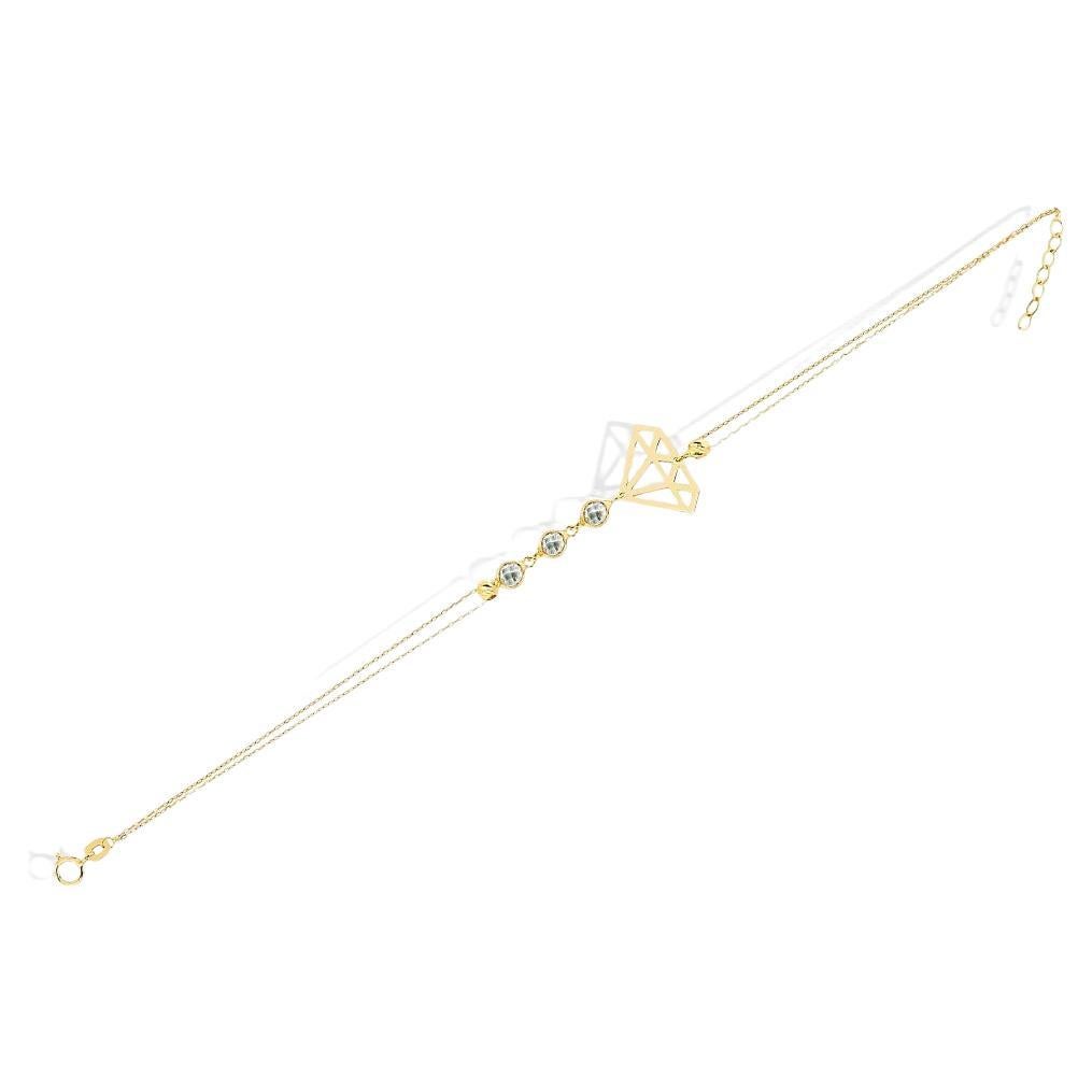 Custom Gold Textured Chain Bracelet, 14 Karat Gold Diamond Shaped Wide ...