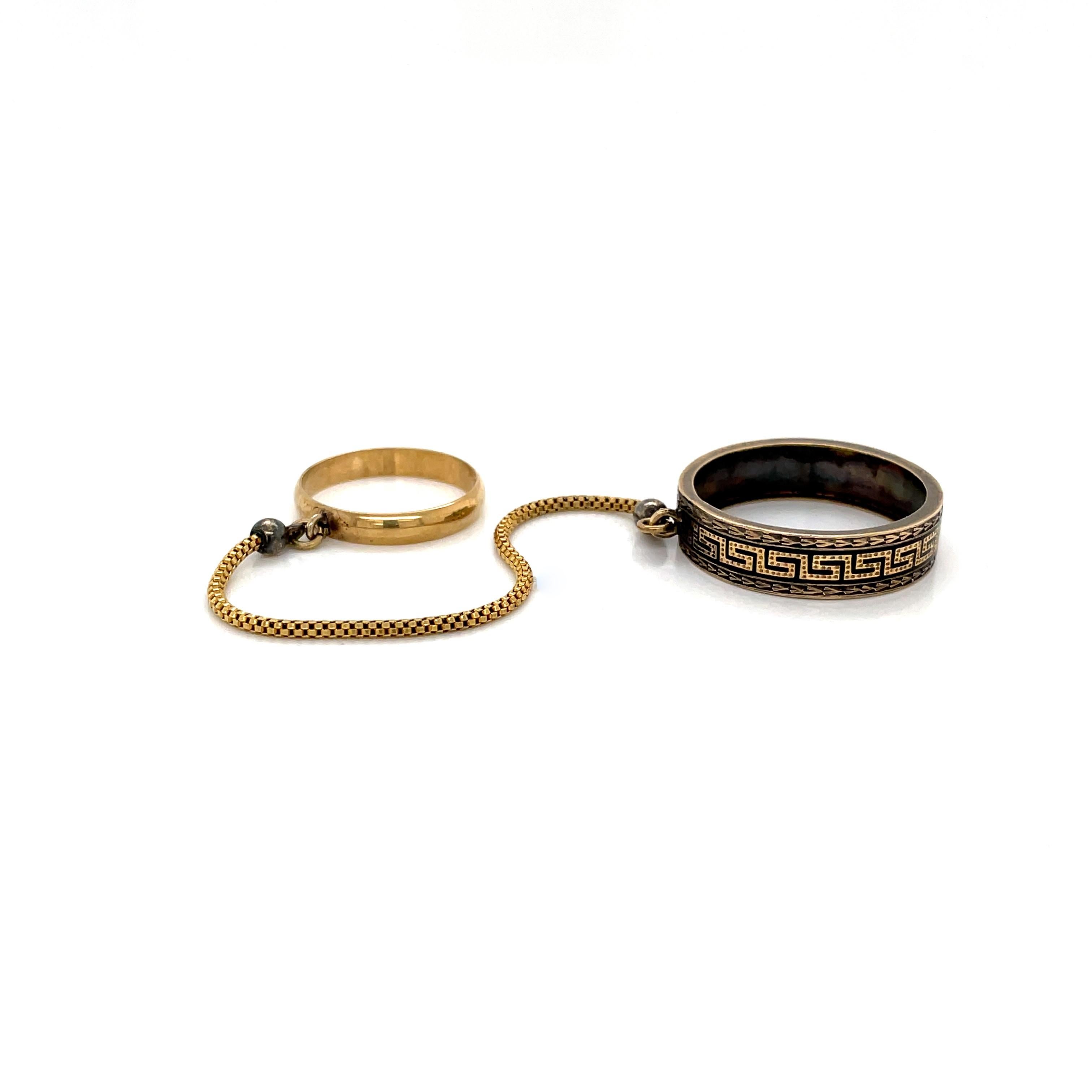 14 Karat Gold Double Handcuff Band Ring Set For Sale at 1stDibs ...