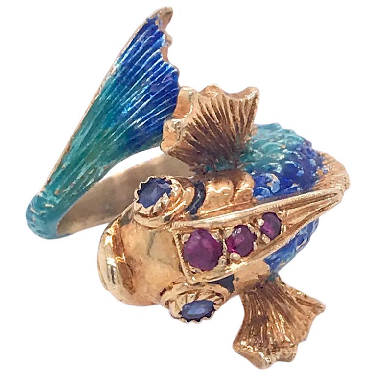 Dolphin Ring with Sapphires For Sale at 1stDibs | dolphin sapphire ring
