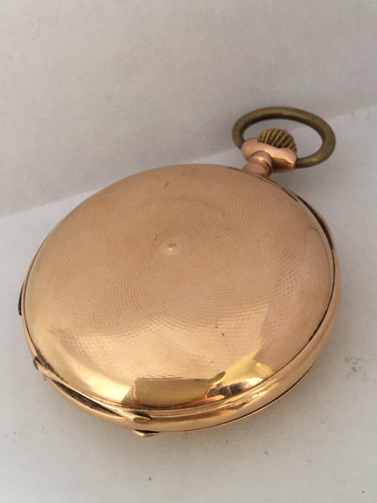 14 Karat Gold Full Hunter Engine Turned Casing Quarter Repeating Pocket ...