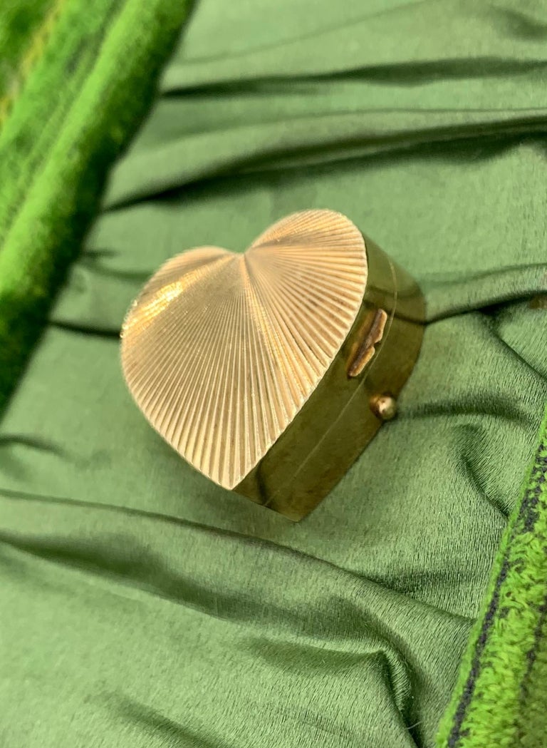 14 Karat Gold Heart Box Jewelry Dresser Pill Patch Ring Box For Sale at ...